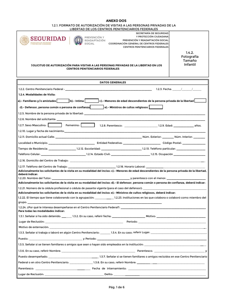 Formato Oficial para Iniciar Tramite de Visita A Internos en Los Ceferesos | PDF | Certificado ...