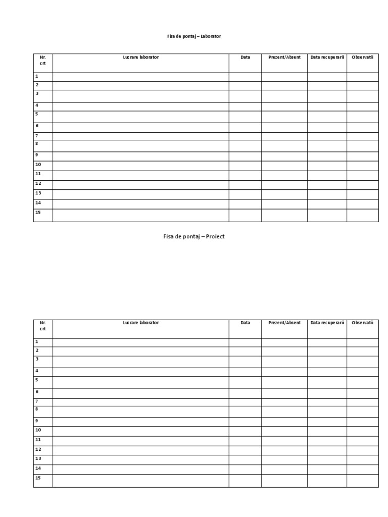 Fisa de Pontaj | PDF