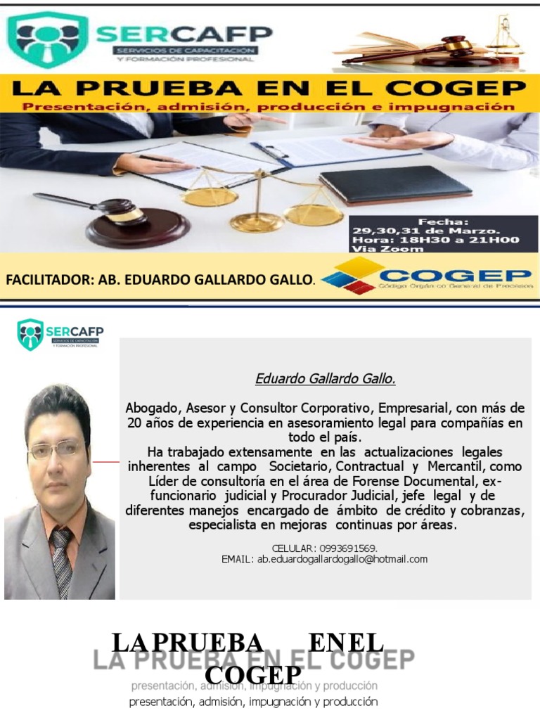 Curso La Prueba en El Cogep 2022 | PDF | Evidencia (ley) | Ley procesal