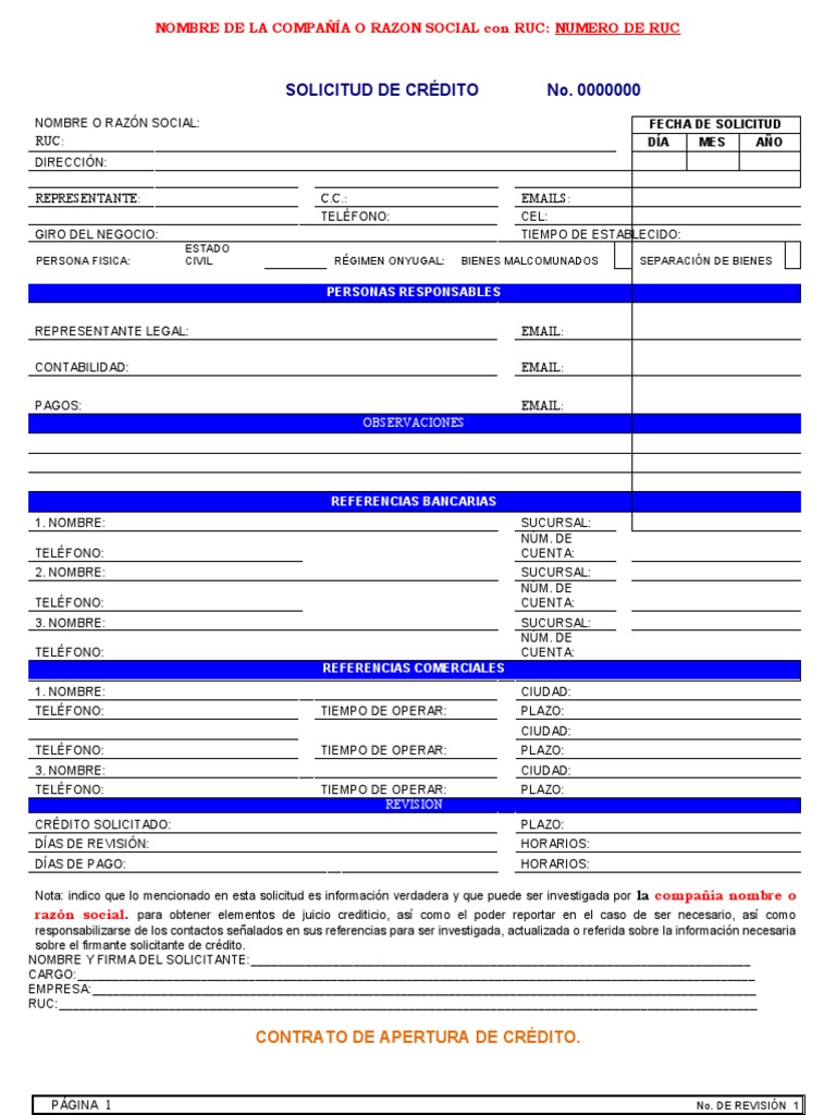 Solicitud de Credito Personas Juridicas Modelo 2020 | PDF | Bancos | Cheque