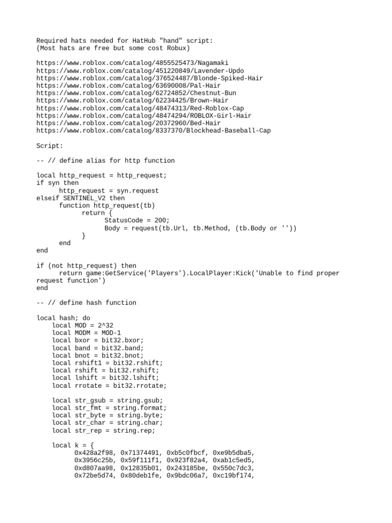 Required Hats and Scripts for the HatHub Hand Script | PDF | Hypertext ... Required Hats and Scripts for the HatHub Hand Script | PDF | Hypertext ...