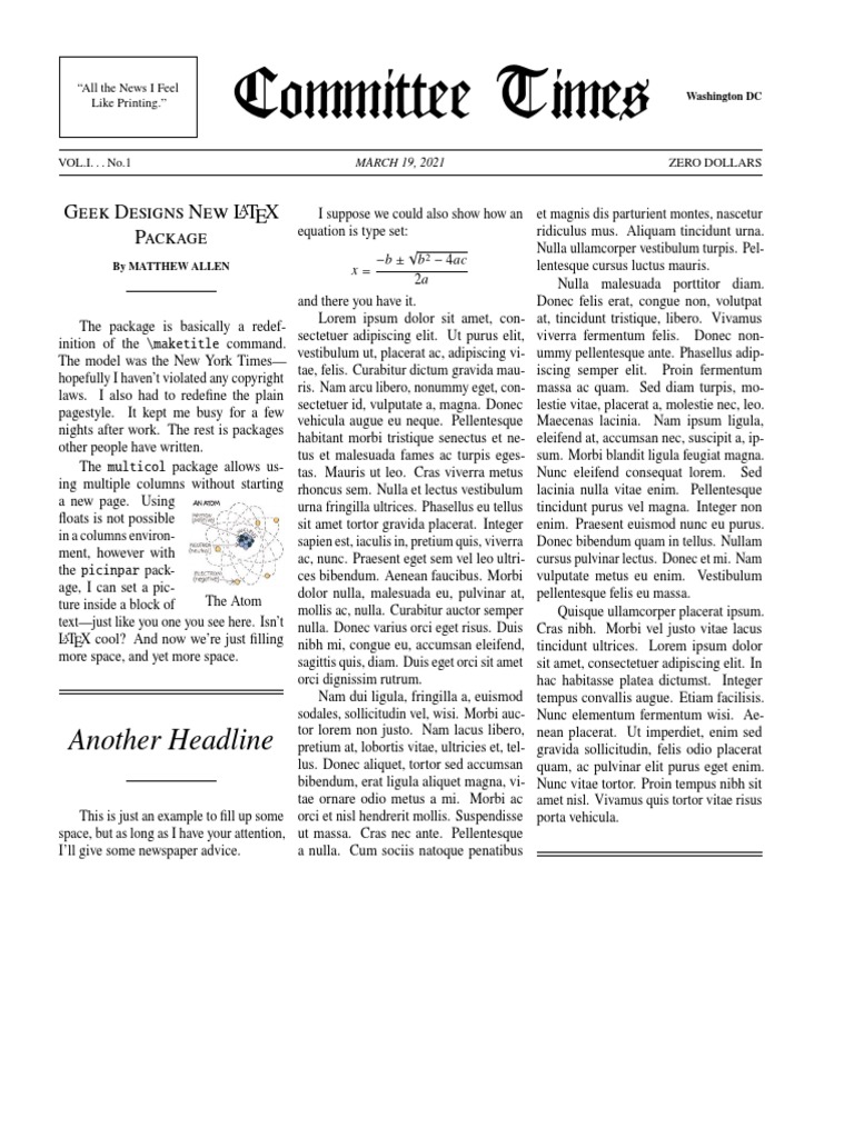 Newspaper News Letter Template | PDF