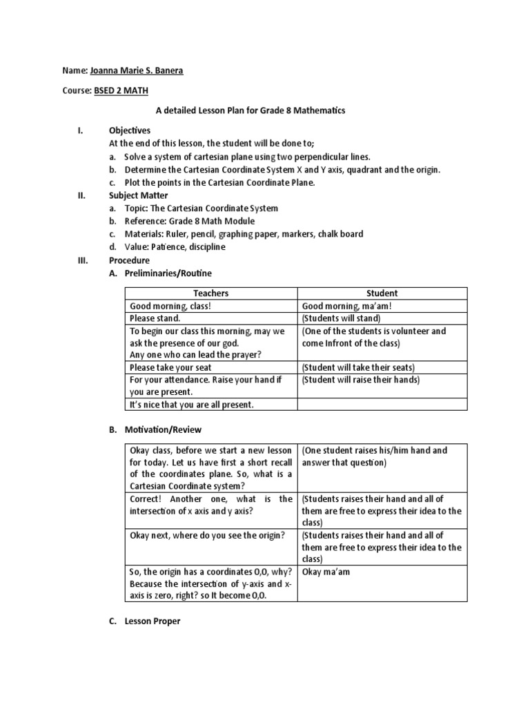 Banera Joanna Marie S. Bsed 2 Math Lesson Plan Activity | PDF ... Banera Joanna Marie S. Bsed 2 Math Lesson Plan Activity | PDF ...