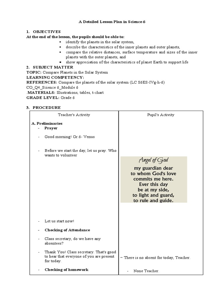 A Detailed Lesson Plan in Science 6 | PDF | Planets | Solar System
