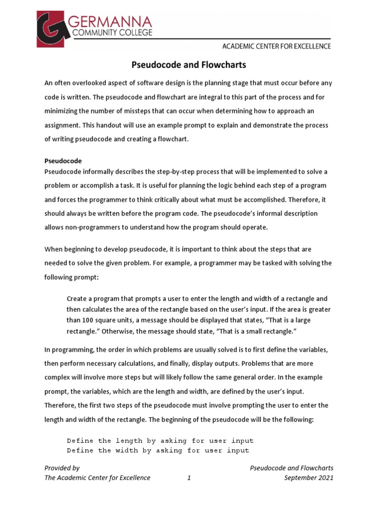 Pseudocode And Flowcharts Pdf Computer Program Programming