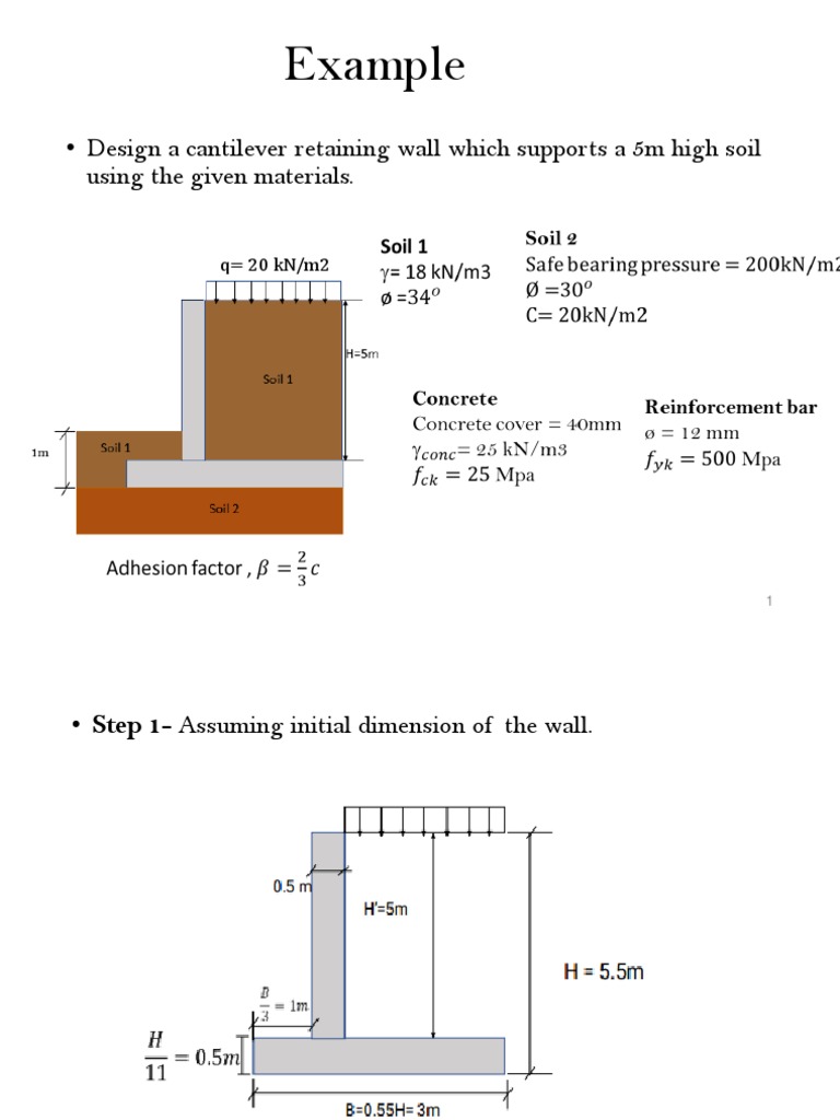 Example On Retaining Structures | PDF | Beam (Structure) | Bending