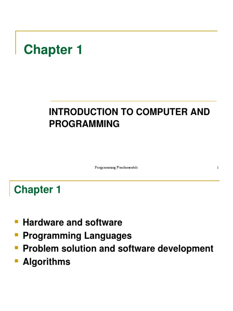 Programming Fundamentals Chapter 1 INTRO | PDF | Computer Data Storage | Computer Programming