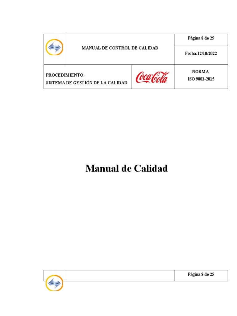Manual de Calidad (V) | PDF | Calidad (comercial) | Gestión de la calidad