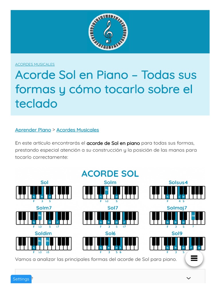 Acorde de Sol en Piano: Guía Completa | PDF | Acorde (Música) | Mano