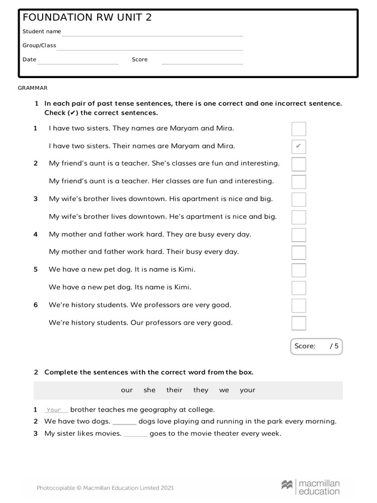 Foundation RW Unit 2 | PDF