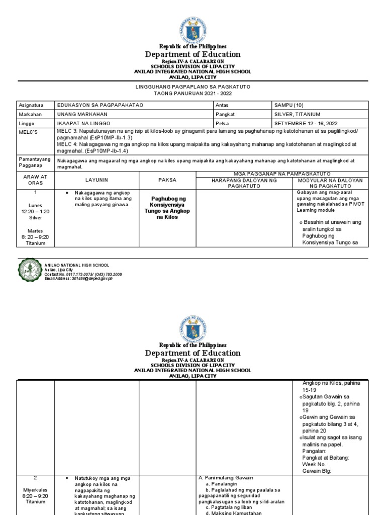 WLP Esp10 WK4 Q1 | PDF