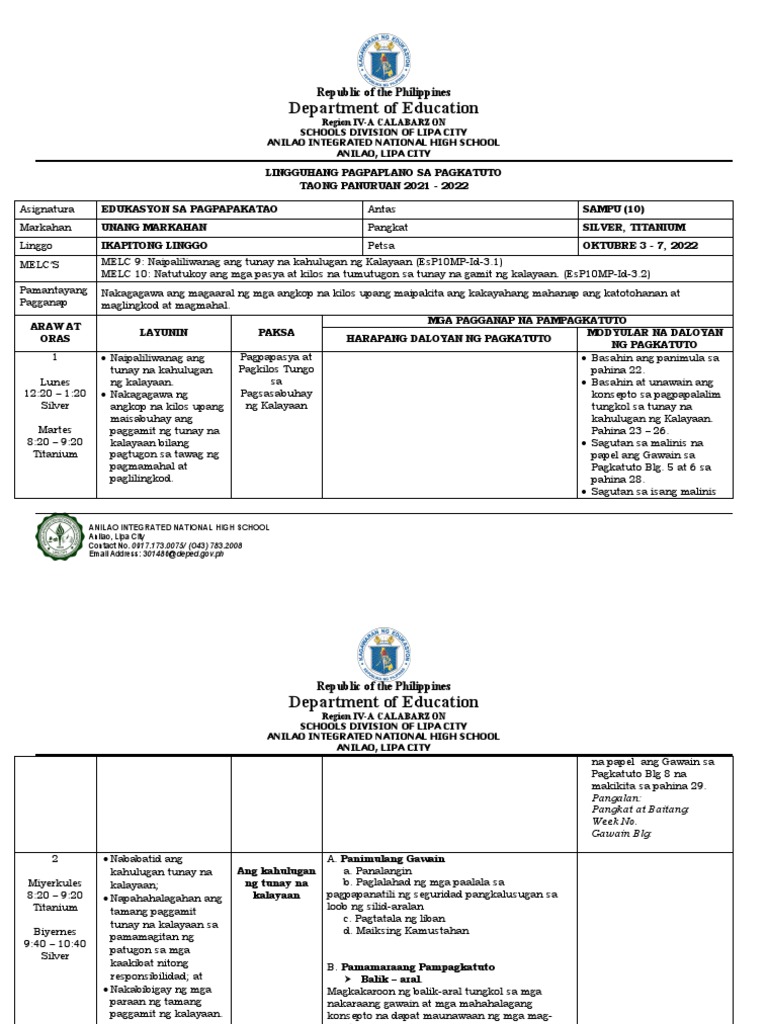 WLP Esp10 WK7 Q1 | PDF