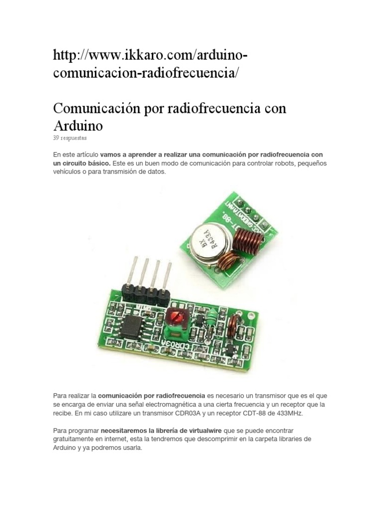 Comunicación Por Radiofrecuencia Con Arduino | PDF | Radio | Transmisor