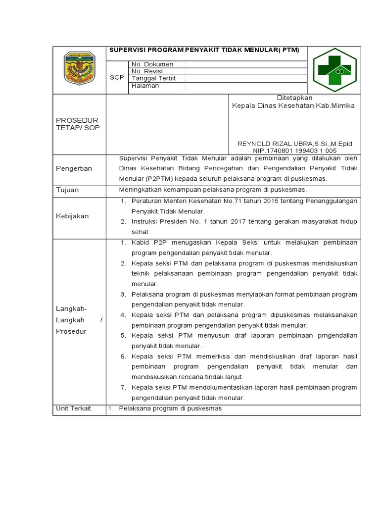 Sop Supervisi PTM | PDF
