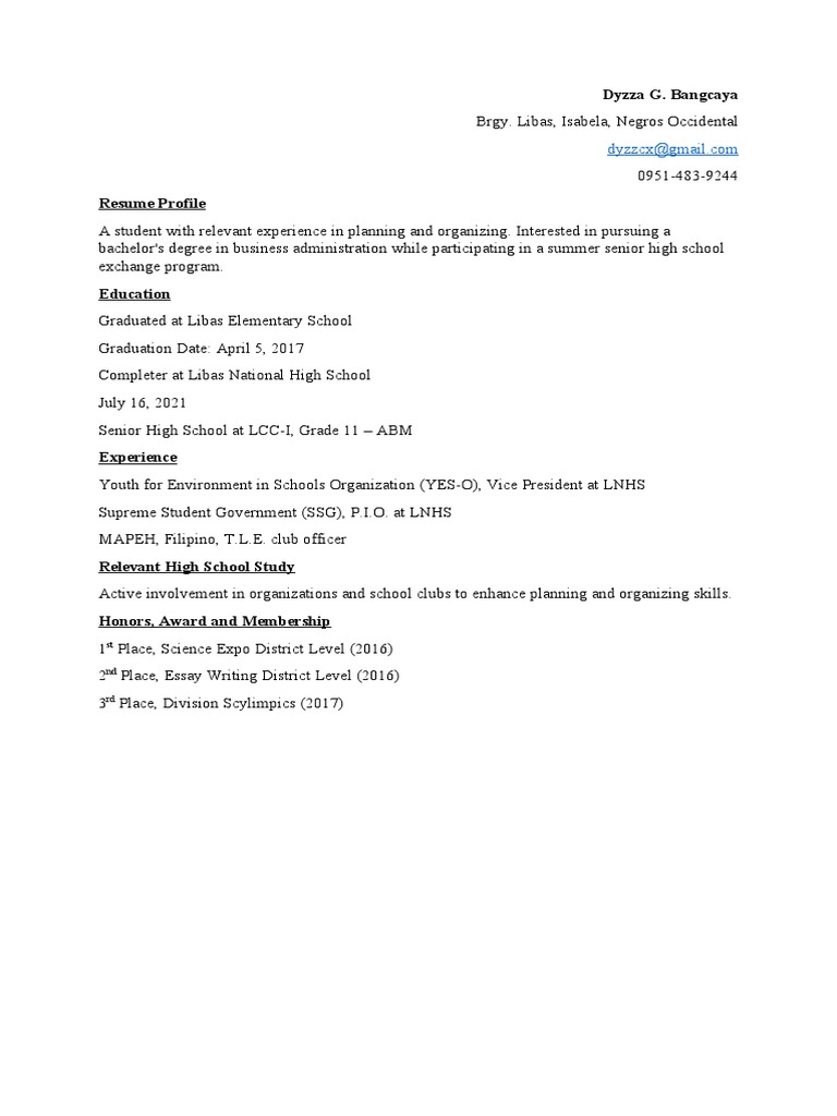 Resume-Exchange Program | PDF