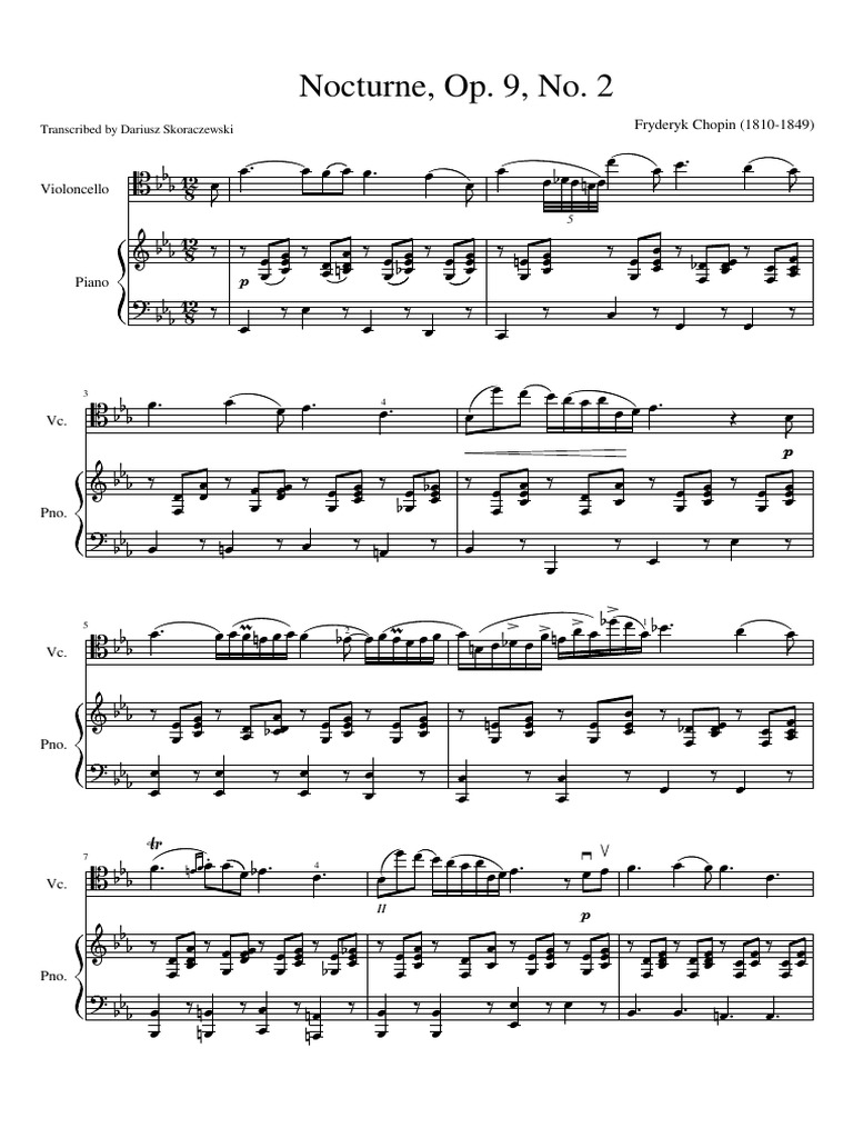 Nocturne Op. 9, No. 2-Score and Parts | PDF | Musical Compositions ...