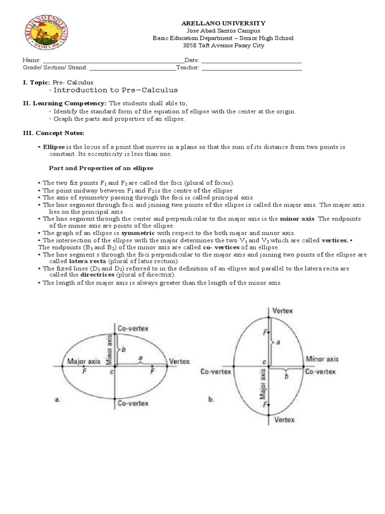 DLP3 Pre-Cal | PDF | Ellipse | Perpendicular