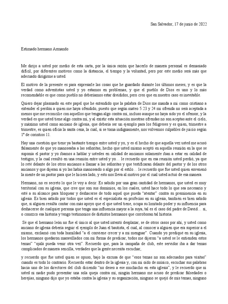 Carta de reconciliación y confrontación | PDF | Perdón | Verdad