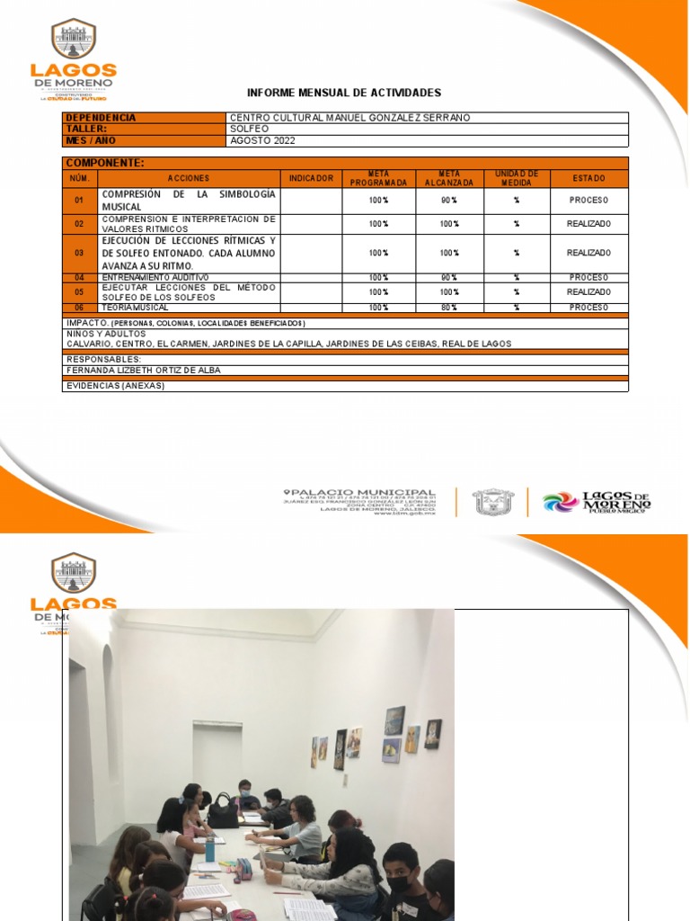 Formato De Informe Mensual Agosto 2022 Pdf