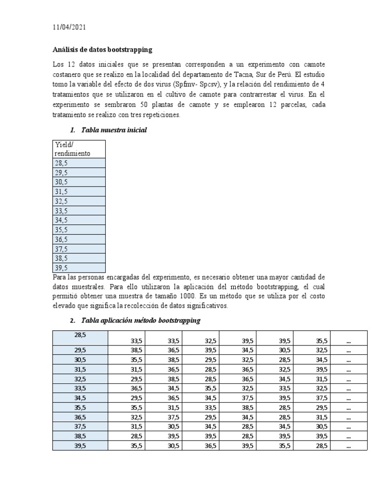 Análisis de Datos Bootstrapping | PDF