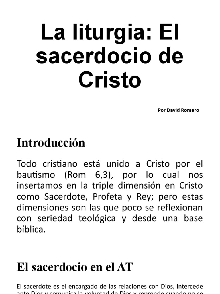 El Sacerdocio de Cristo y Su Ejercicio en La Liturgia | PDF | Sacerdote | Liturgia Catolica