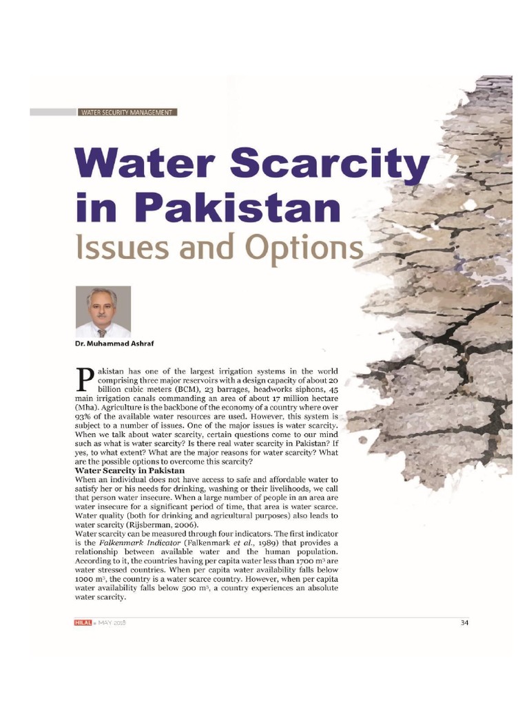 Water Scarcity in Pakistan Issues and Options May 18 | PDF