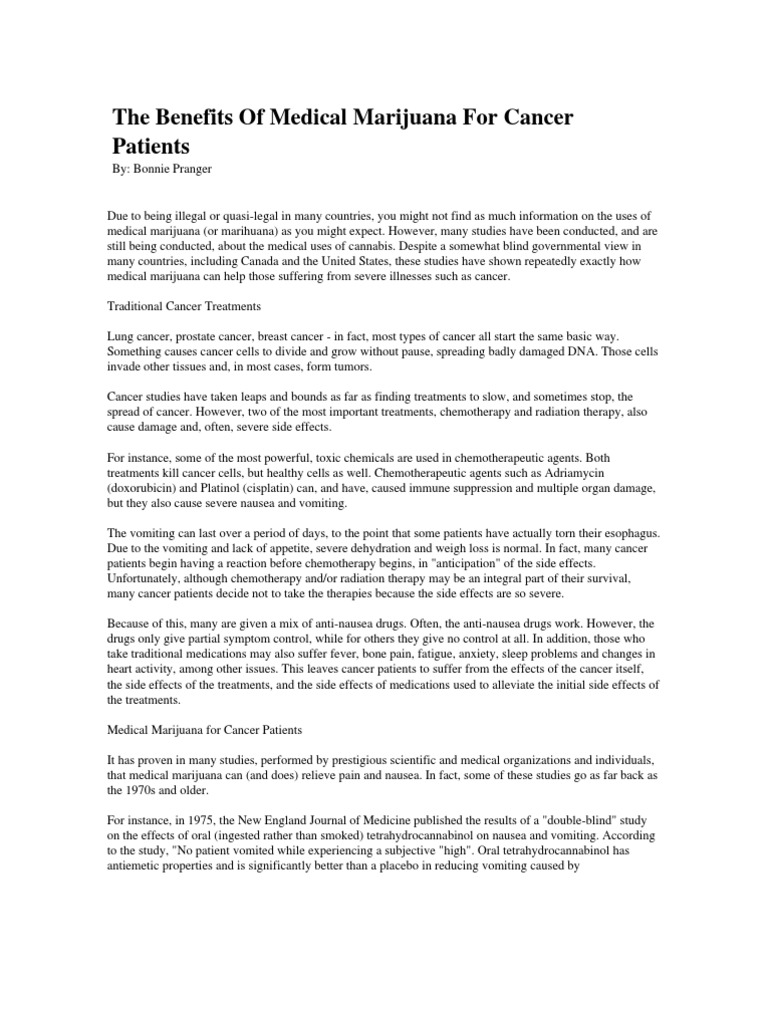 The Benefits of Medical Marijuana For Cancer Patients | PDF | Medical ...