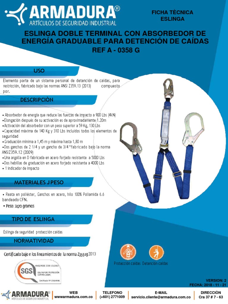 Eslinga de seguridad para detención de caídas | PDF