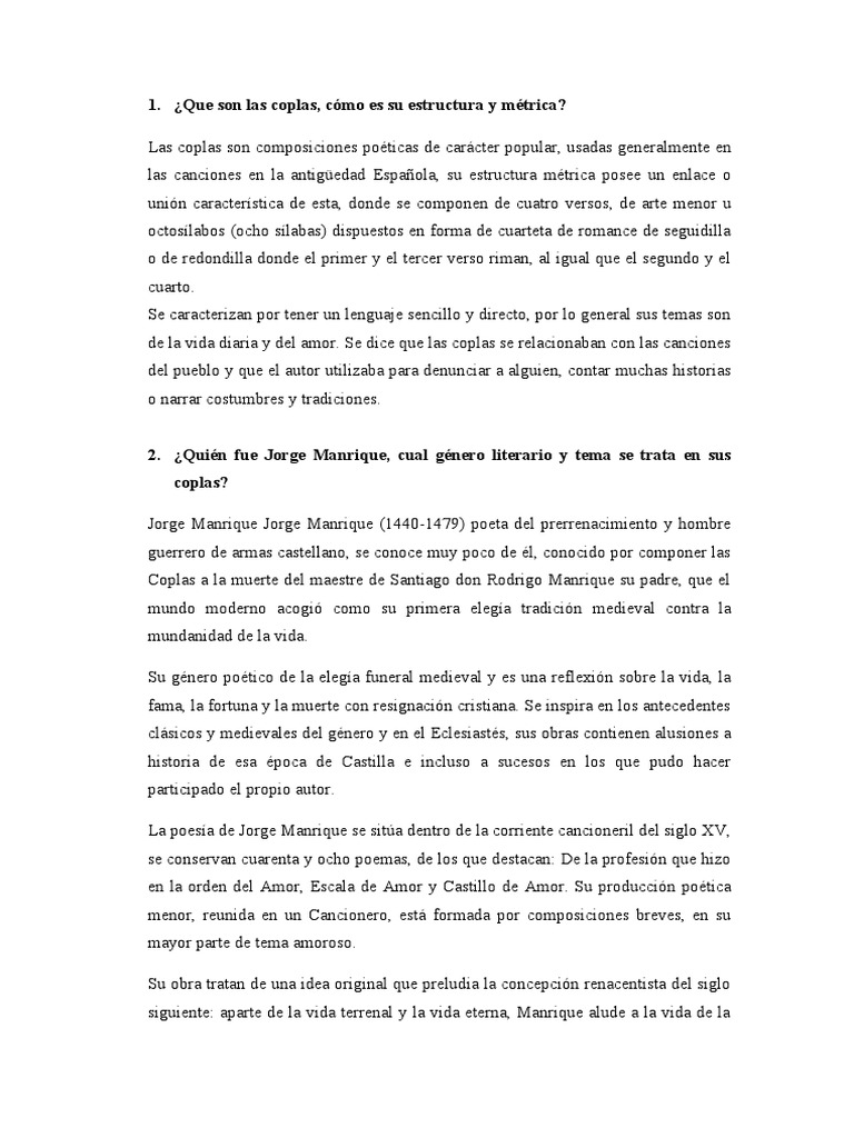 Que Son Las Coplas | PDF | Poesía | Metro (poesía)