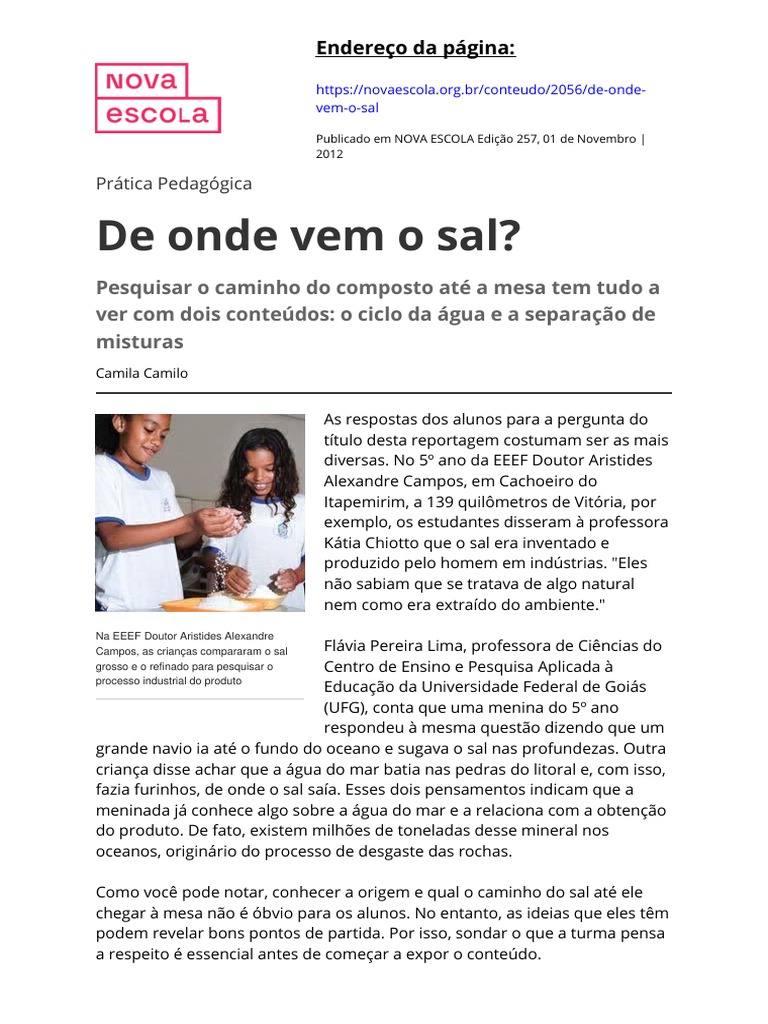 De Onde Vem o Sal | PDF | Mar | Science