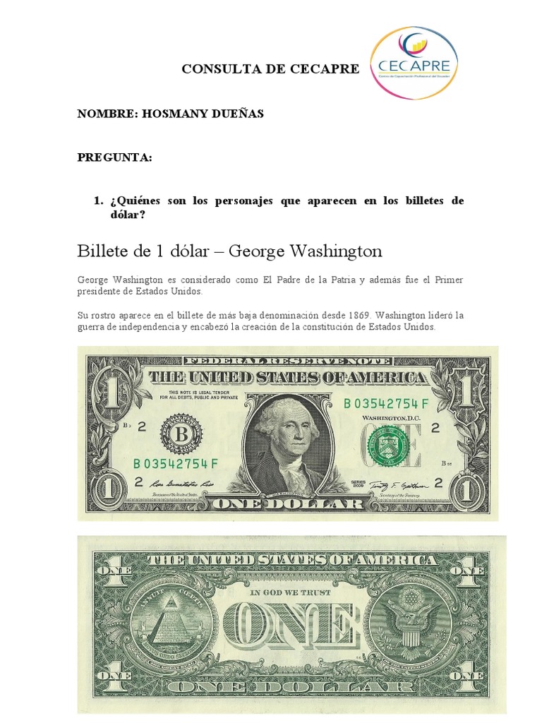 Nombres de Personajes de Los Dolares | PDF | Dólar de los Estados Unidos | Los Estados Unidos