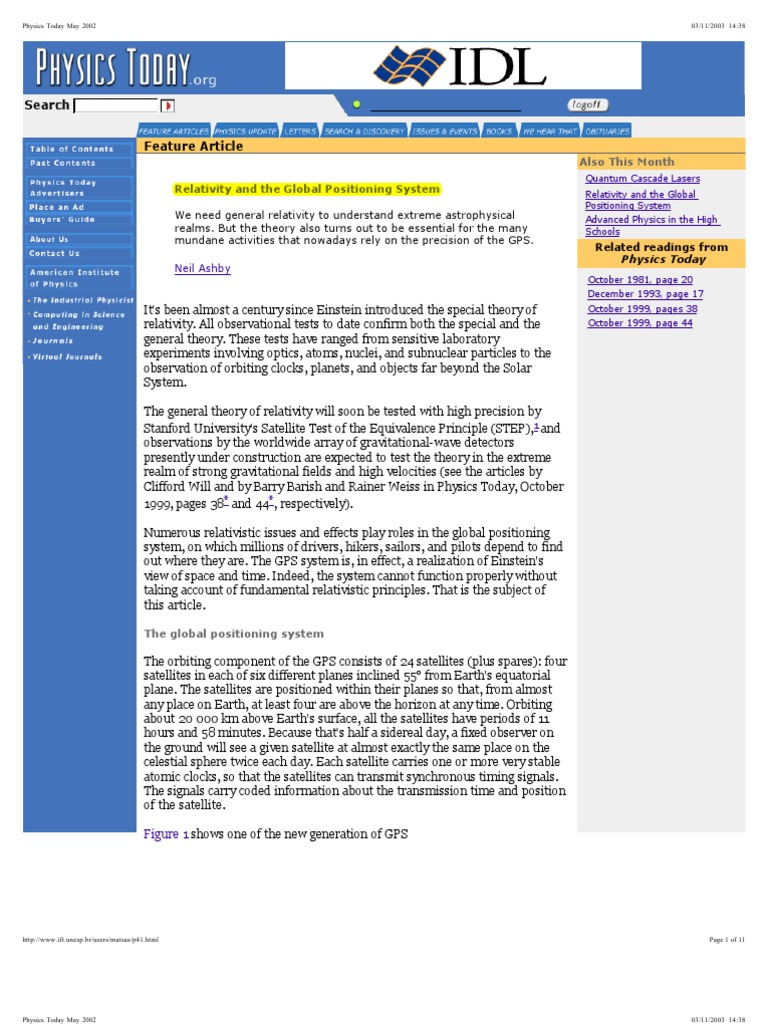General Relativity and Gps | PDF | Global Positioning System | General ...