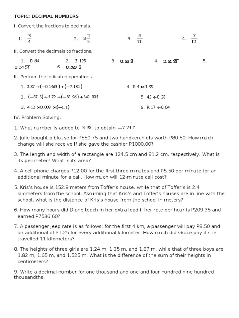 Decimals | PDF | Mathematical Notation | Numbers