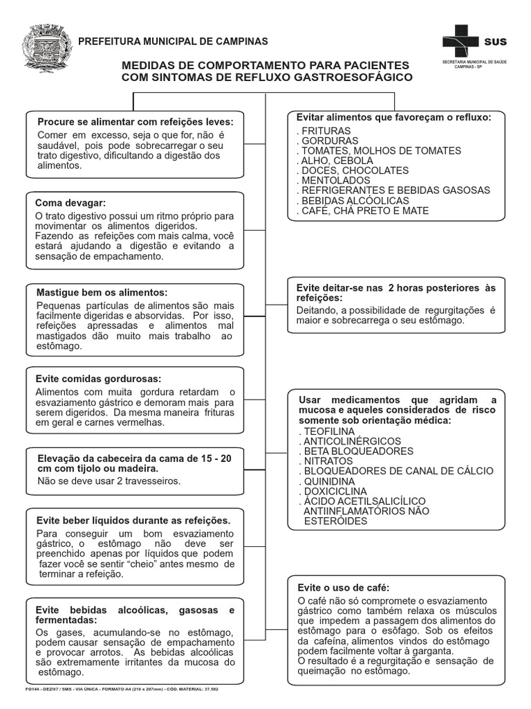 Medidas de Comportamento Par Pacientes Com DRGE | PDF | Doença do ...
