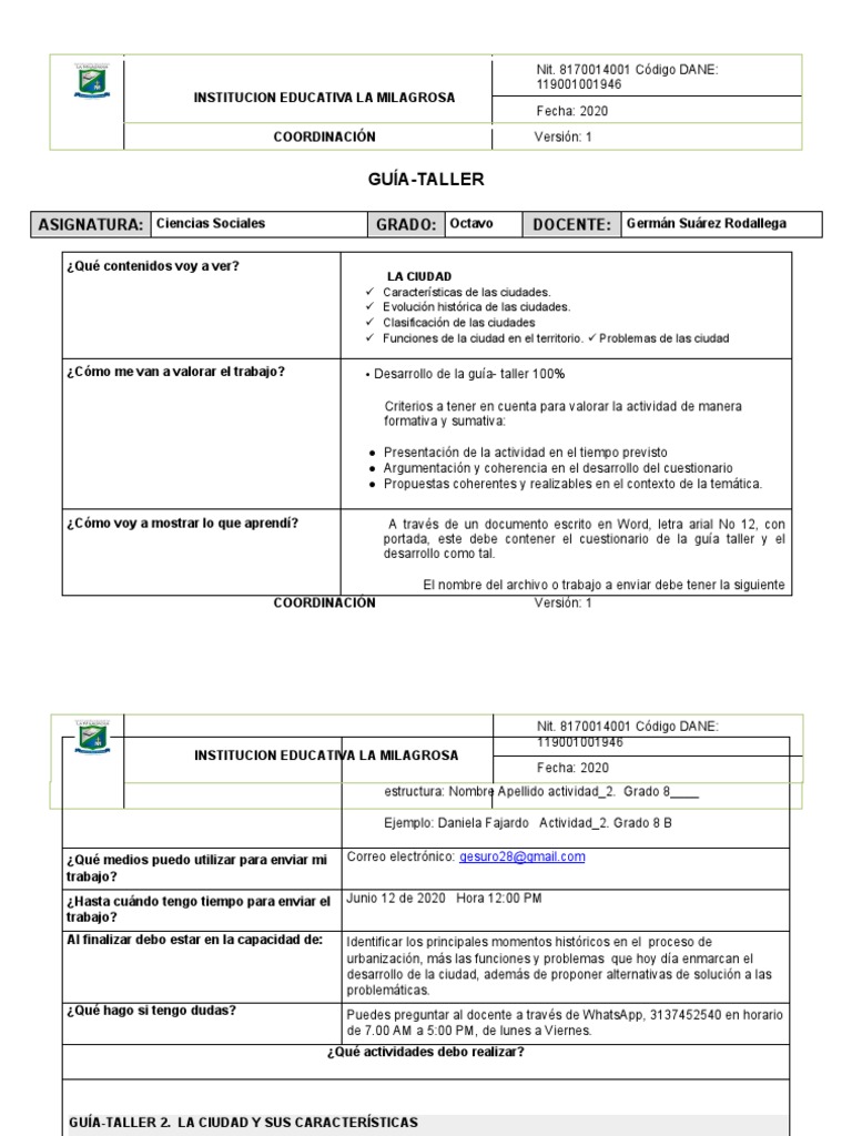 GUÍA-TALLER (2) SOCIALES GRADO OCTAVO A Y B | PDF