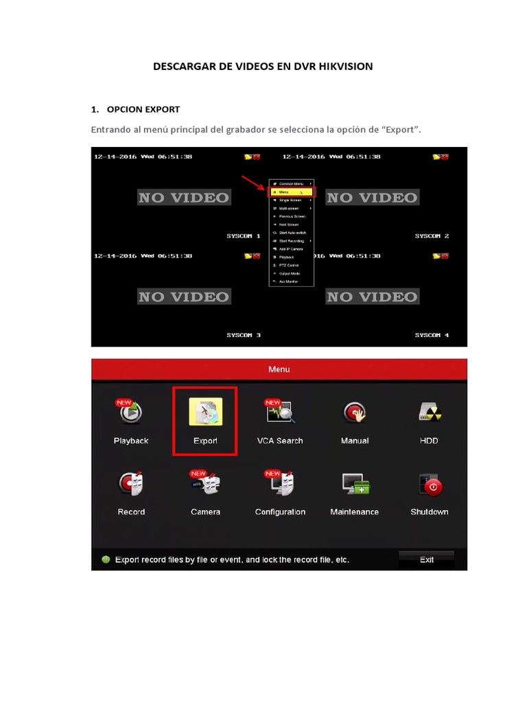 Manual - Descarga de Videos en DVR Hikvision | PDF | Archivo de computadora | Grabadora de vídeo ...