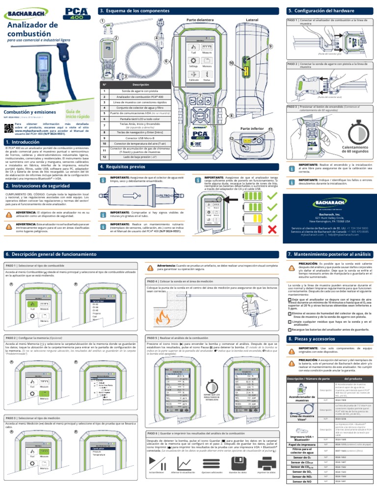 Guia Rapida PCA400 Bacharach | PDF | Impresora (Computación) | Bluetooth