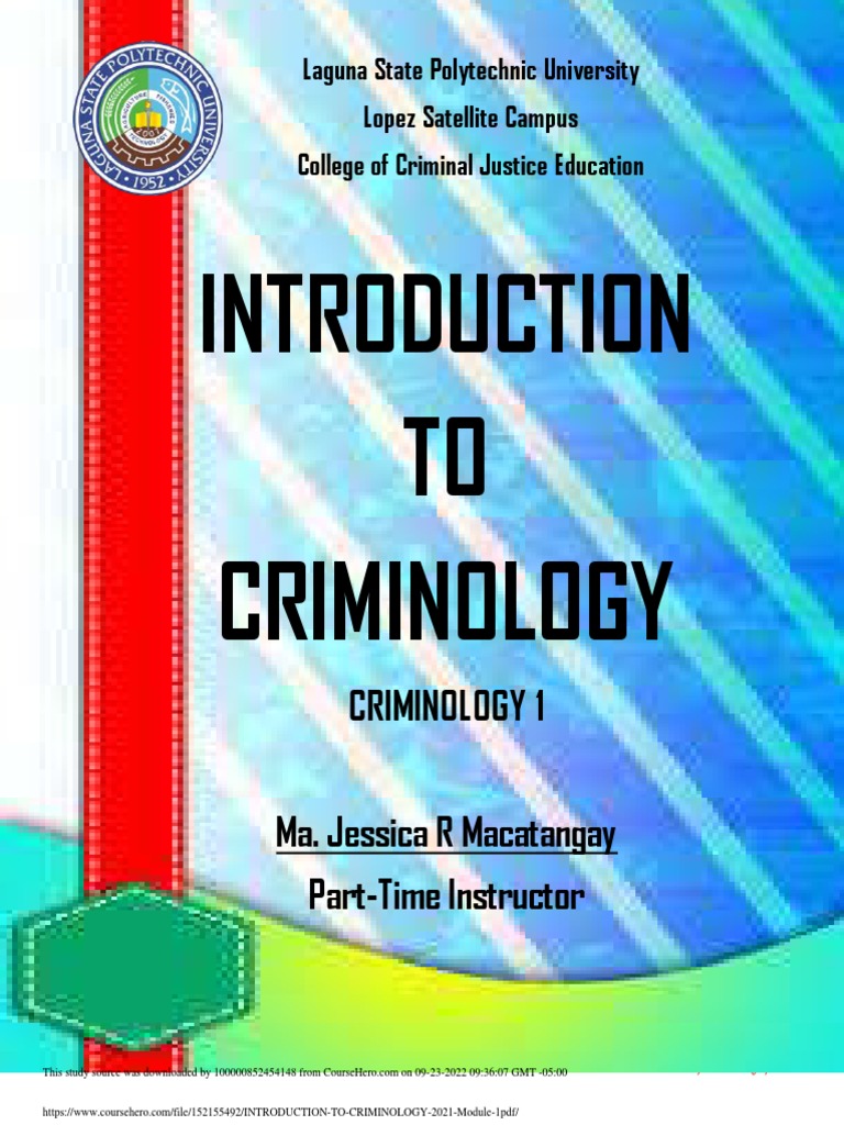 Introduction to Criminology Module 1 | PDF | Criminology | Crime & Violence
