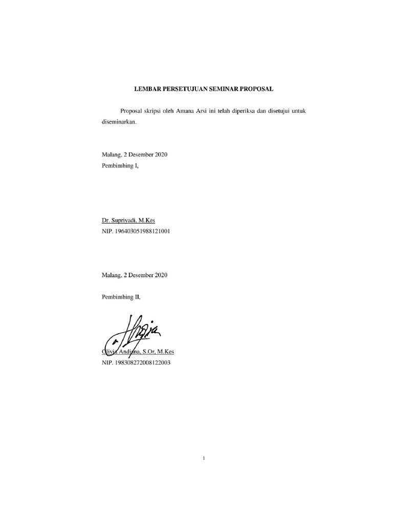 Lembar Persetujuan Sempro - Amana Arsi | PDF