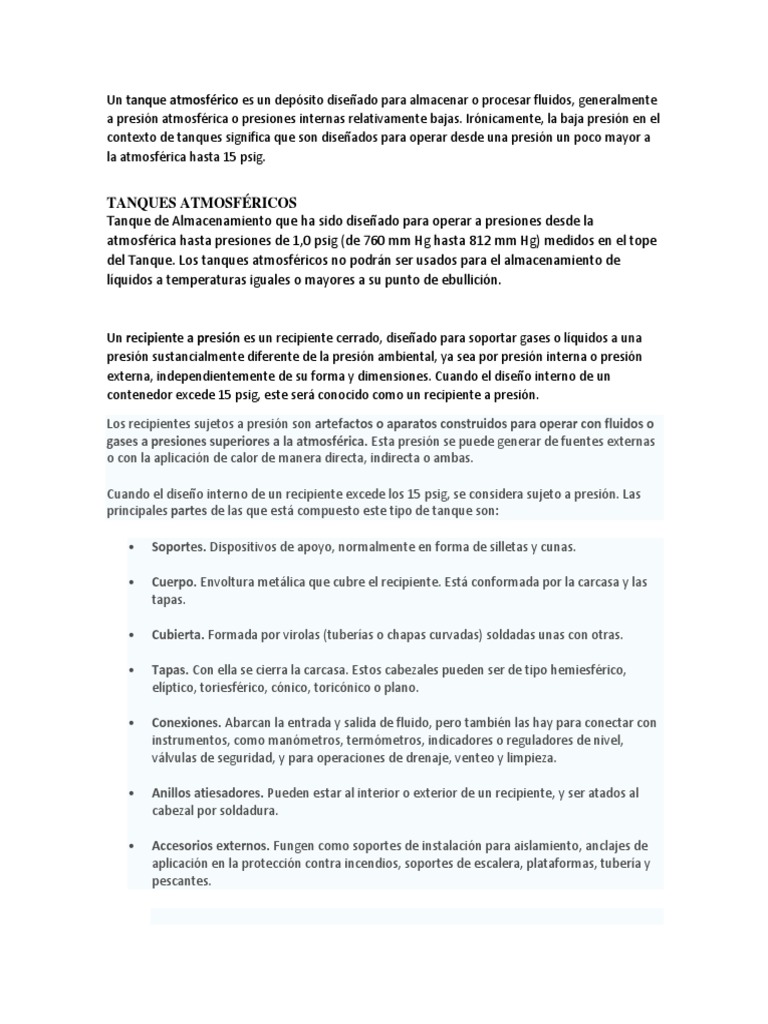 Tipos de Tanques | PDF | Presión | Líquidos