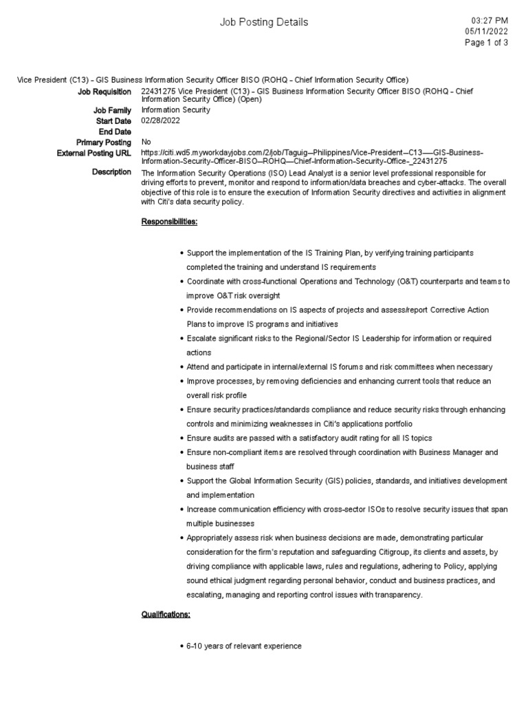 Job - Posting - Details 22431275 Vice President GIS Business ... Job - Posting - Details 22431275 Vice President GIS Business ...