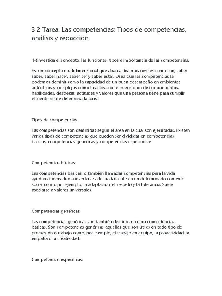 3.2 Tarea Las Competencias | Descargar gratis PDF | Competencia (Recursos humanos) | Aprendizaje