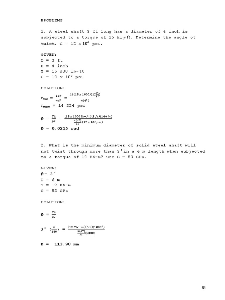 2 Shaft Problems | PDF | Gear | Stress (Mechanics)