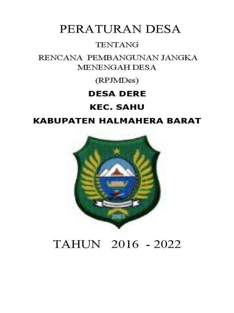 DOKUMEN RPJMDes DESA DERE | PDF