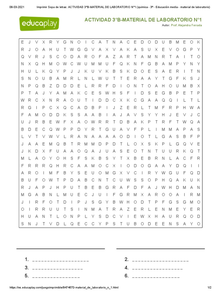 Sopa de Letras: Material de Laboratorio | PDF | Ajedrez