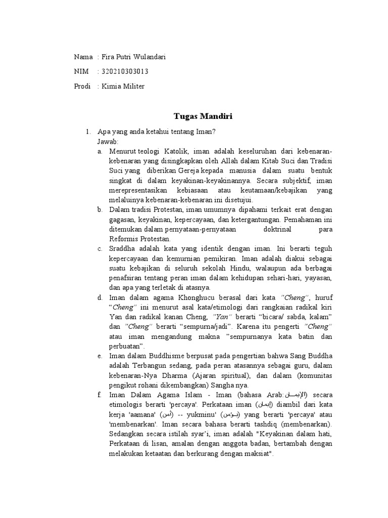 13 - Fira Putri Wulandari - Agama Katolik | PDF