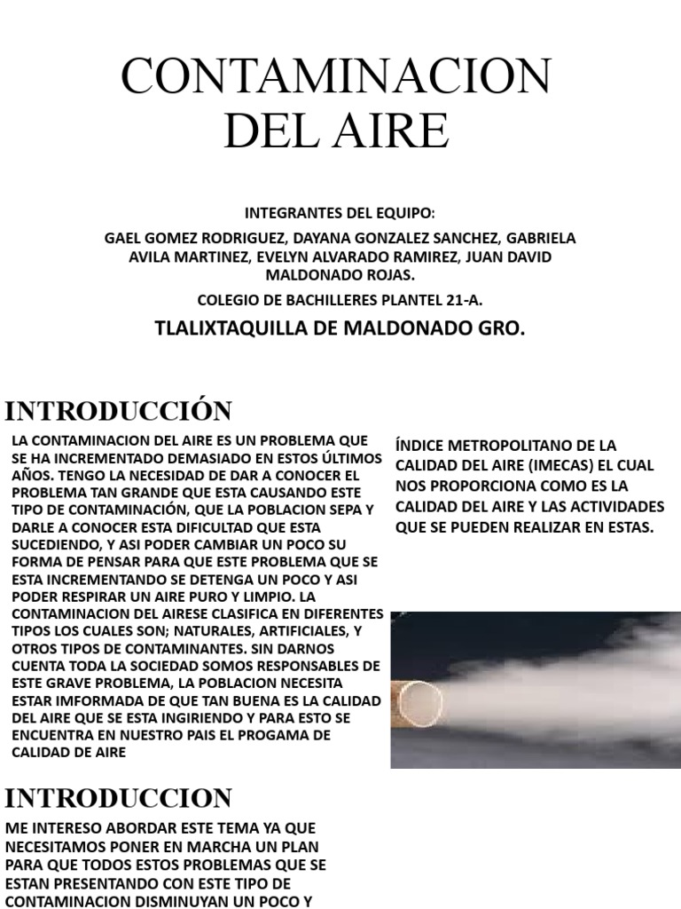 Contaminacion Del Aire | PDF | Contaminación | La contaminación del aire
