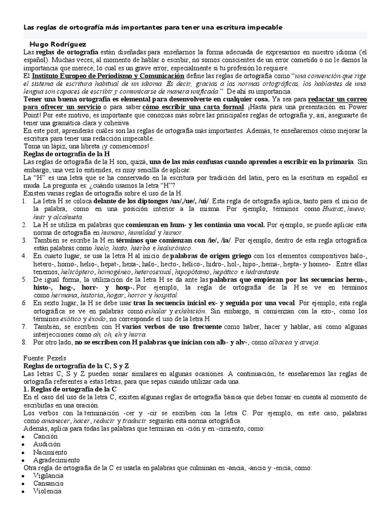 Las Reglas de Ortografía Más Importantes para Tener Una Escritura ...