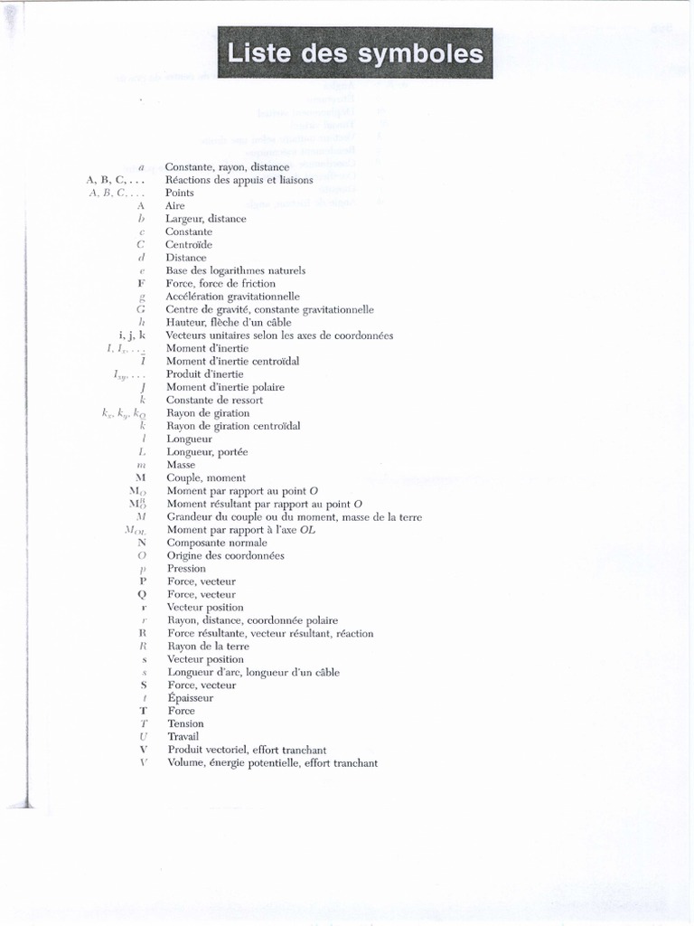 Liste Des Symboles | PDF