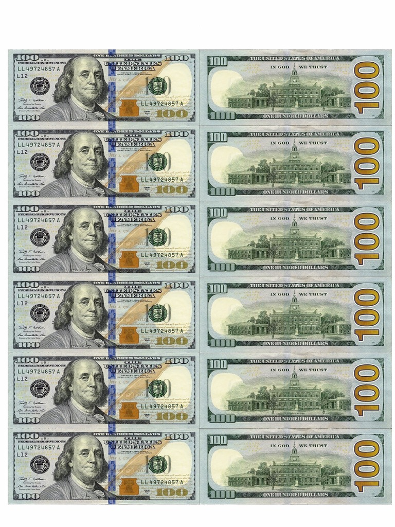 100 Dolares - Billete Juguete | PDF
